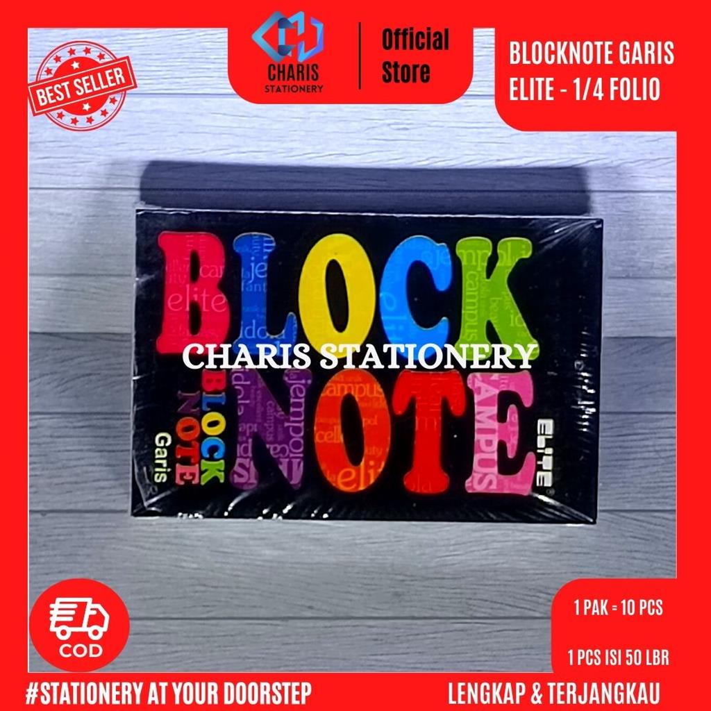 Jual CHARIS STATIONERY - Block Note Garis ELITE 1/4 Folio 50 Lembar (10 ...