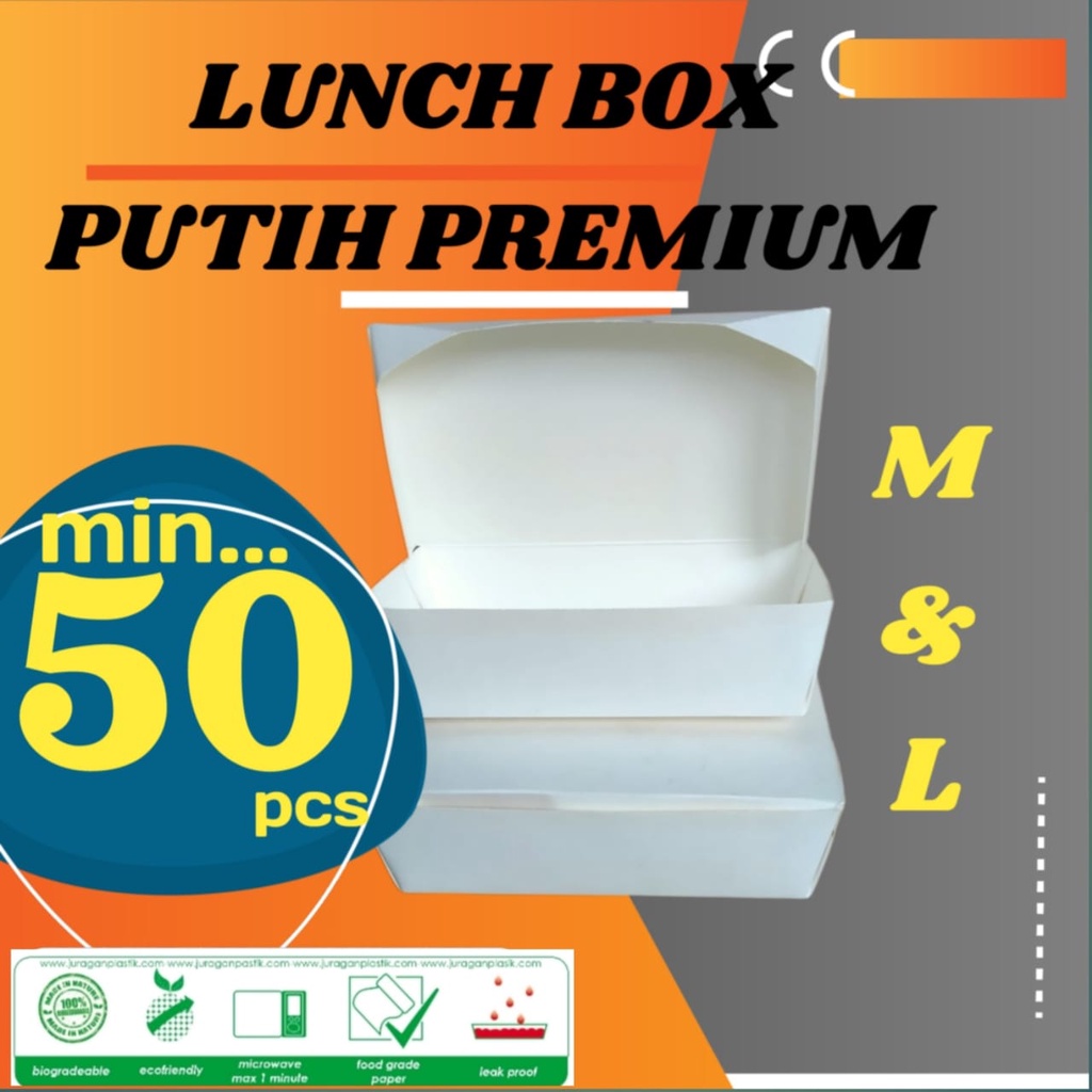 Jual Paper Lunch Box Kemasan Kotak Makan Kertas Putih Ivory Food Grade ...
