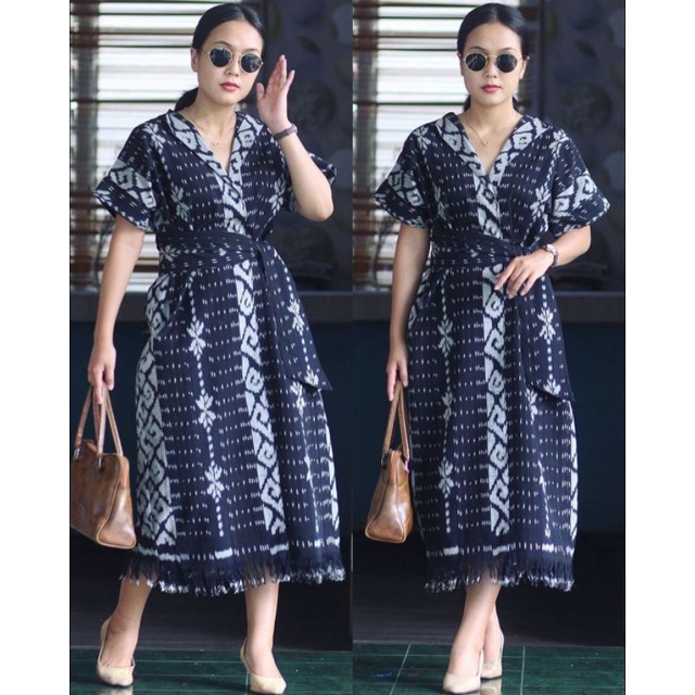 Jual El-Nita Dress Tenun Troso Jepara, Tenun Ikat Tangan Original KUALITAS PREMIUM TEBAL PADAT ...