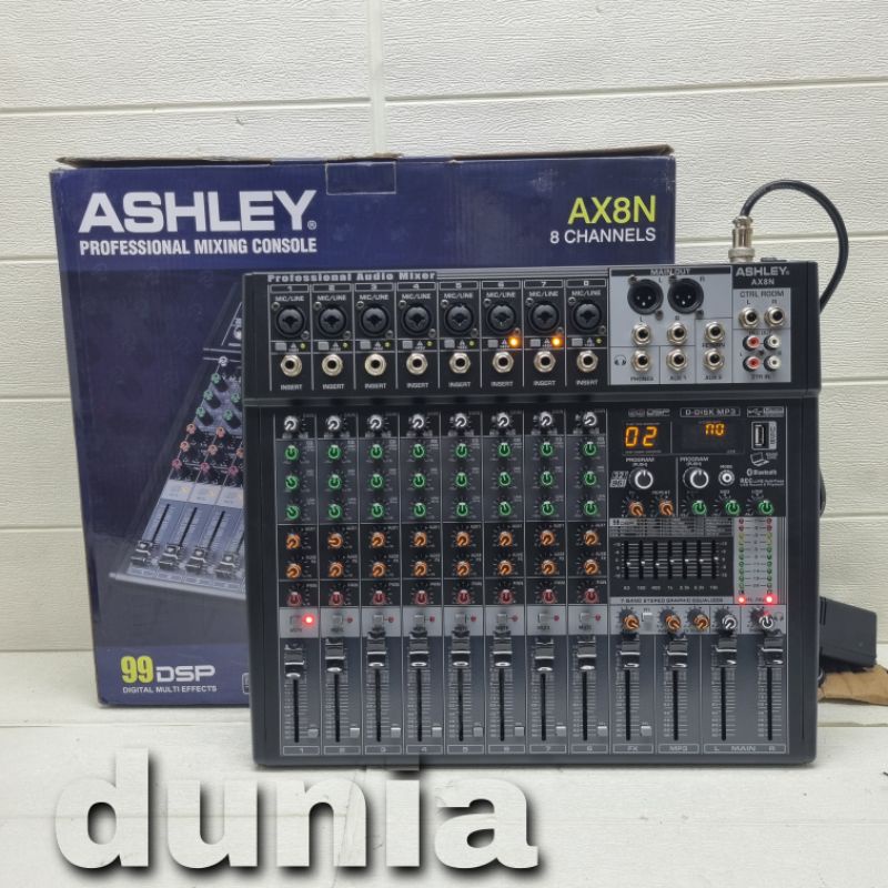 Jual MIXER ASHLEY AX8N Bluetooth Original 8 Channel connect pc with ...