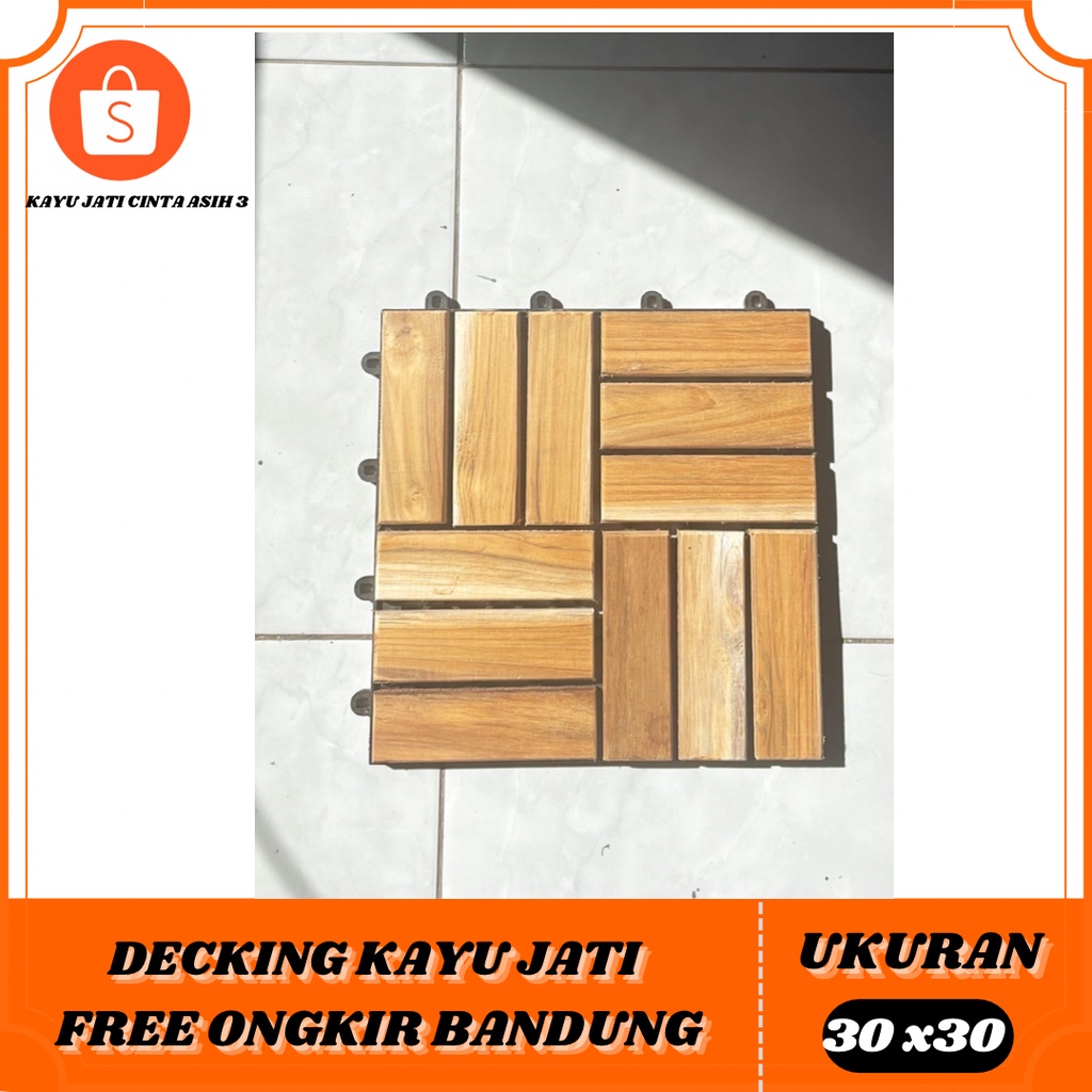 Jual DECKING TILE KAYU 100% KAYU JATI 30x30 NATURAL | Shopee Indonesia