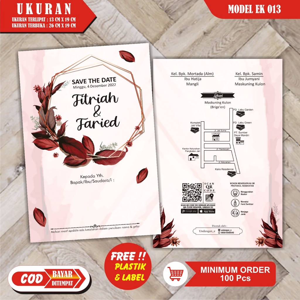 Jual Undangan Pernikahan Simpel Murah Unik & Elegan Bahan jasmin Tebal ...
