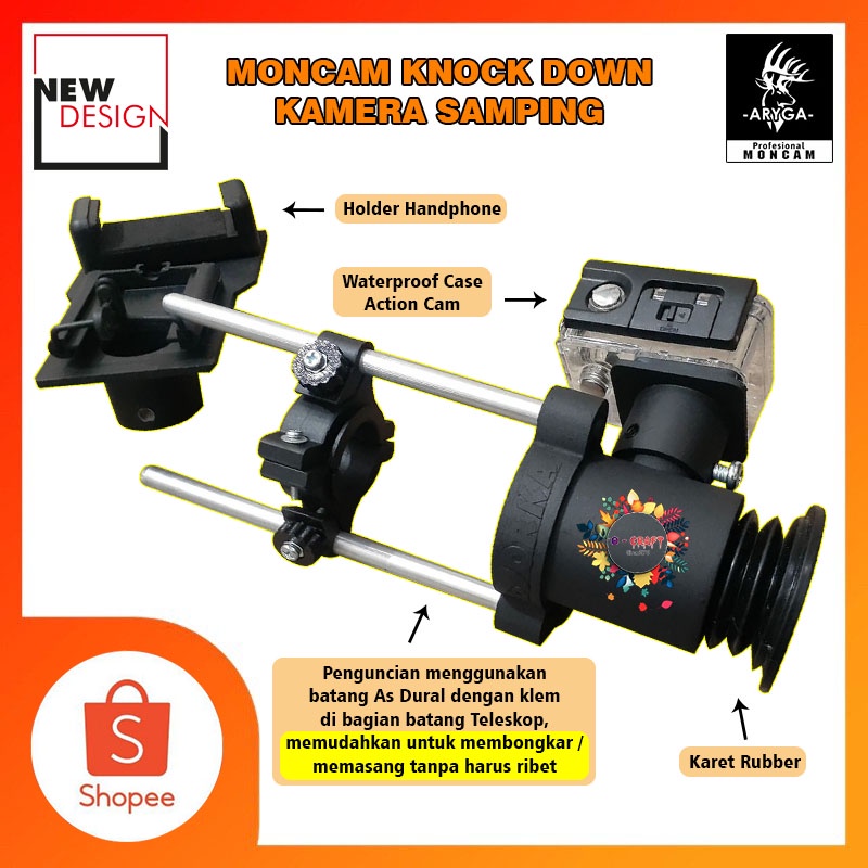 Jual Terbaru!!! Aryga Moncam Mounting Knock Down Kamera Samping Kamera Teleskop 2 in 1 Angle ...