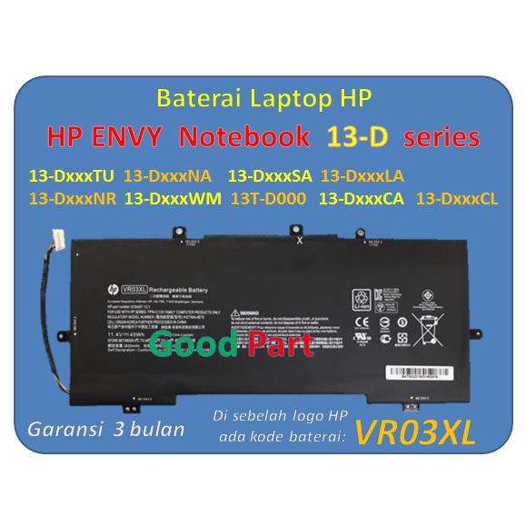 Jual Baterai HP ENVY Notebook 13-D series VR03XL | Shopee Indonesia