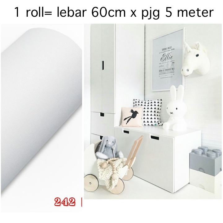 Jual wallpaper sticker PUTIH DOFF 60cm x 5meter stiker perabot lemari ...