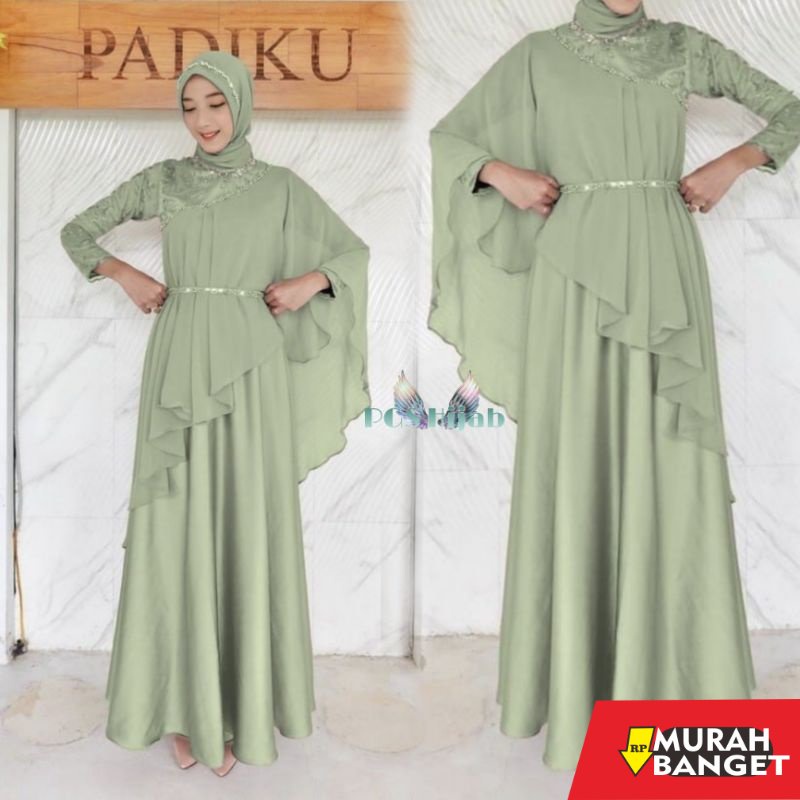 Jual model gamis kombinasi polos terbaru 2022 RIZKIYA MAXY TILE DRESS ...