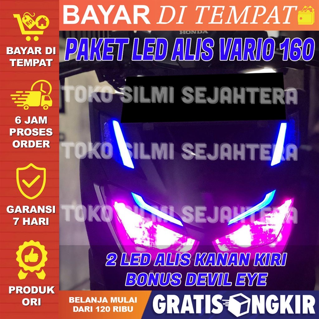 Jual LAMPU ALIS VARIO 160 BONUS DEVIL EYE NON BINTIK LAMPU ALIS DRL ALL ...