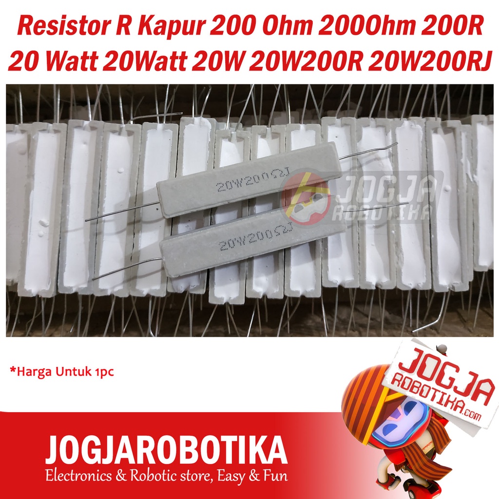 Jual Resistor R Kapur 200 Ohm 200Ohm 200R 20 Watt 20Watt 20W 20W200R ...