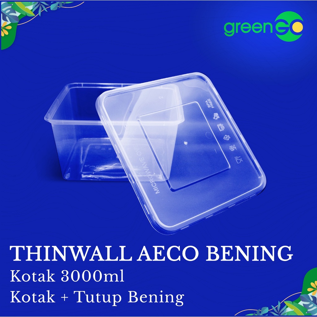 Jual THINWALL KOTAK MAKAN PLASTIK WARNA CLEAR 3000ML 25 SET TUTUP MURAH ...