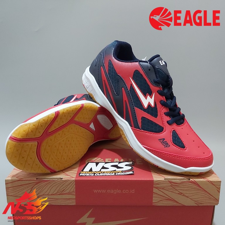Jual Sepatu Badminton Eagle Shoot Merah Biru Tua Original | Shopee Indonesia