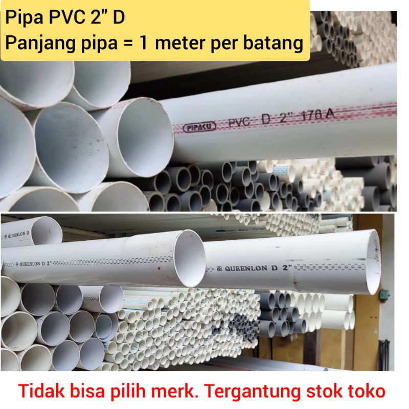 Jual Pipa Paralon 2 inch 2" PVC D panjang 1 meter per batang eceran ...