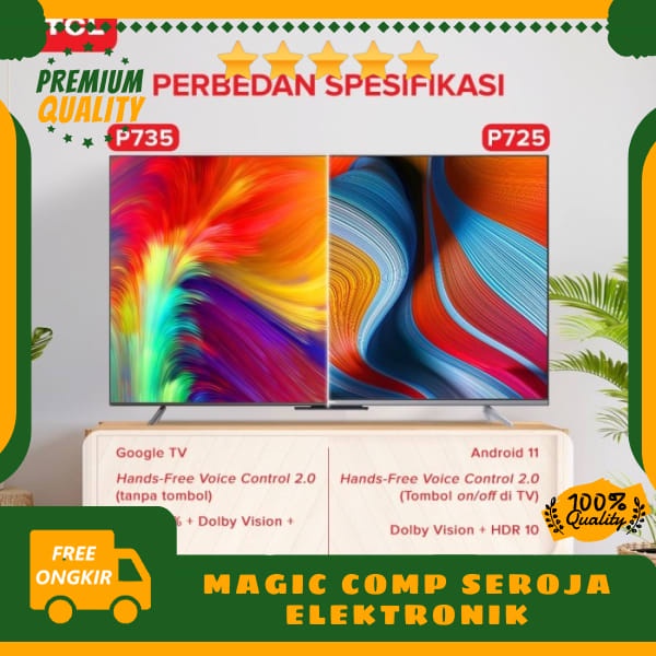 Jual ORIGINAL TCL 55P735 TV 55 inc GOOGLE TV UHD 4K P735 NEW MODEL 2022 | Shopee Indonesia
