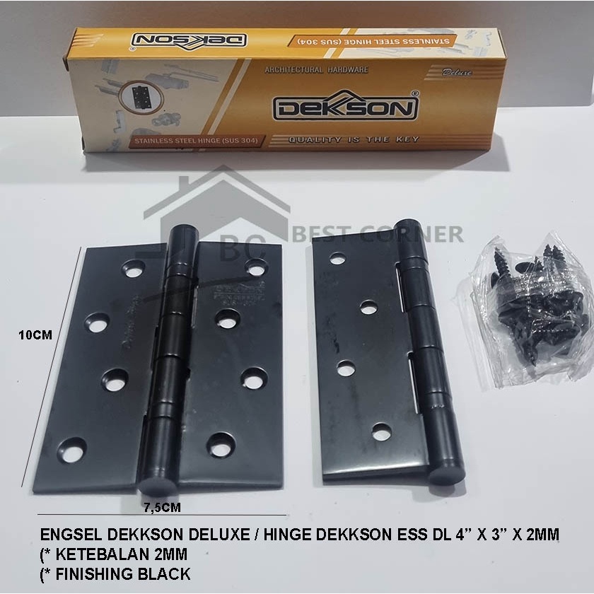 Jual ENGSEL DEKKSON / HINGES DELUXE 4 INCH x 3 INCH Tebal 2mm HITAM ...