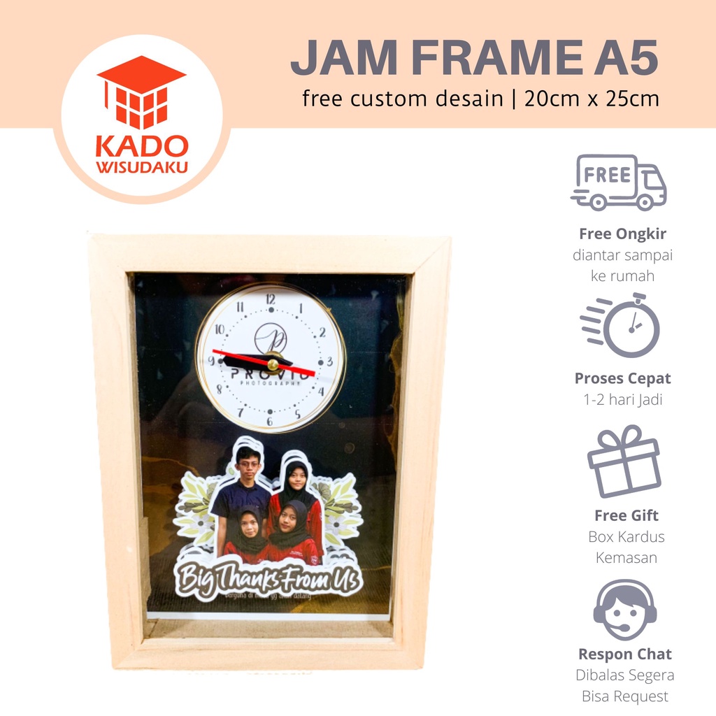 Jual Jam Frame A5 Kayu Ucapan Terima Kasih Keluarga | Shopee Indonesia