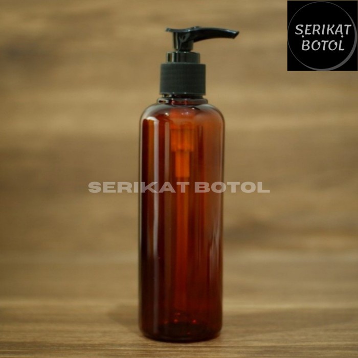 Jual BOTOL PLASTIK 250ML AMBER PUMP LOTION HITAM PET COKLAT 250 ML | Shopee Indonesia