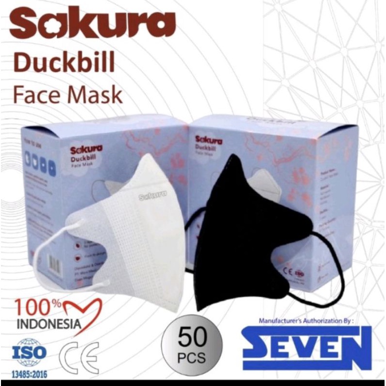 Jual Masker Duckbill Sakura 3ply 50pcs by SEVEN | Premium Mask Kemenkes ...