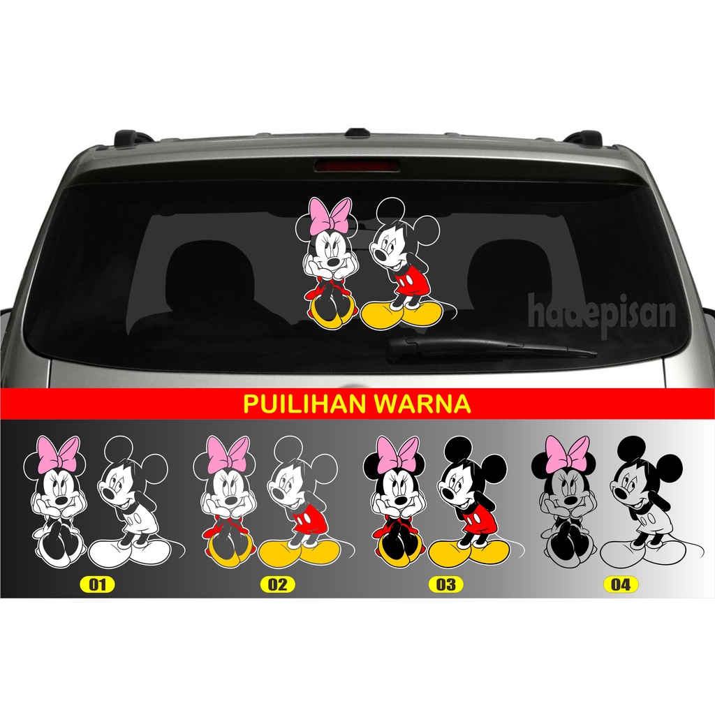 Jual Stiker Mobil Cutting Sticker kaca belakang Keren Unik lucu Mickey ...
