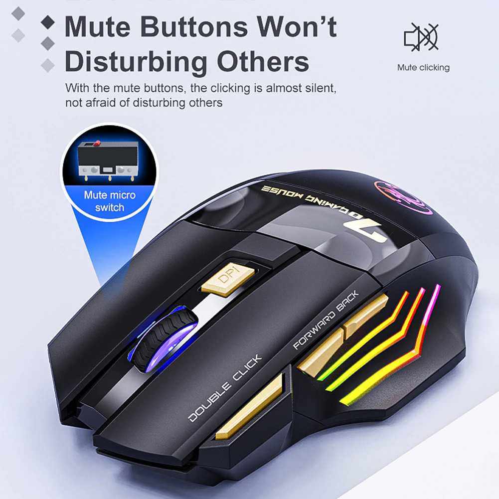 Jual Wireless Gaming Mouse Ergonomic RGB Rechargeable 3200 DPI - GW-X7 ...