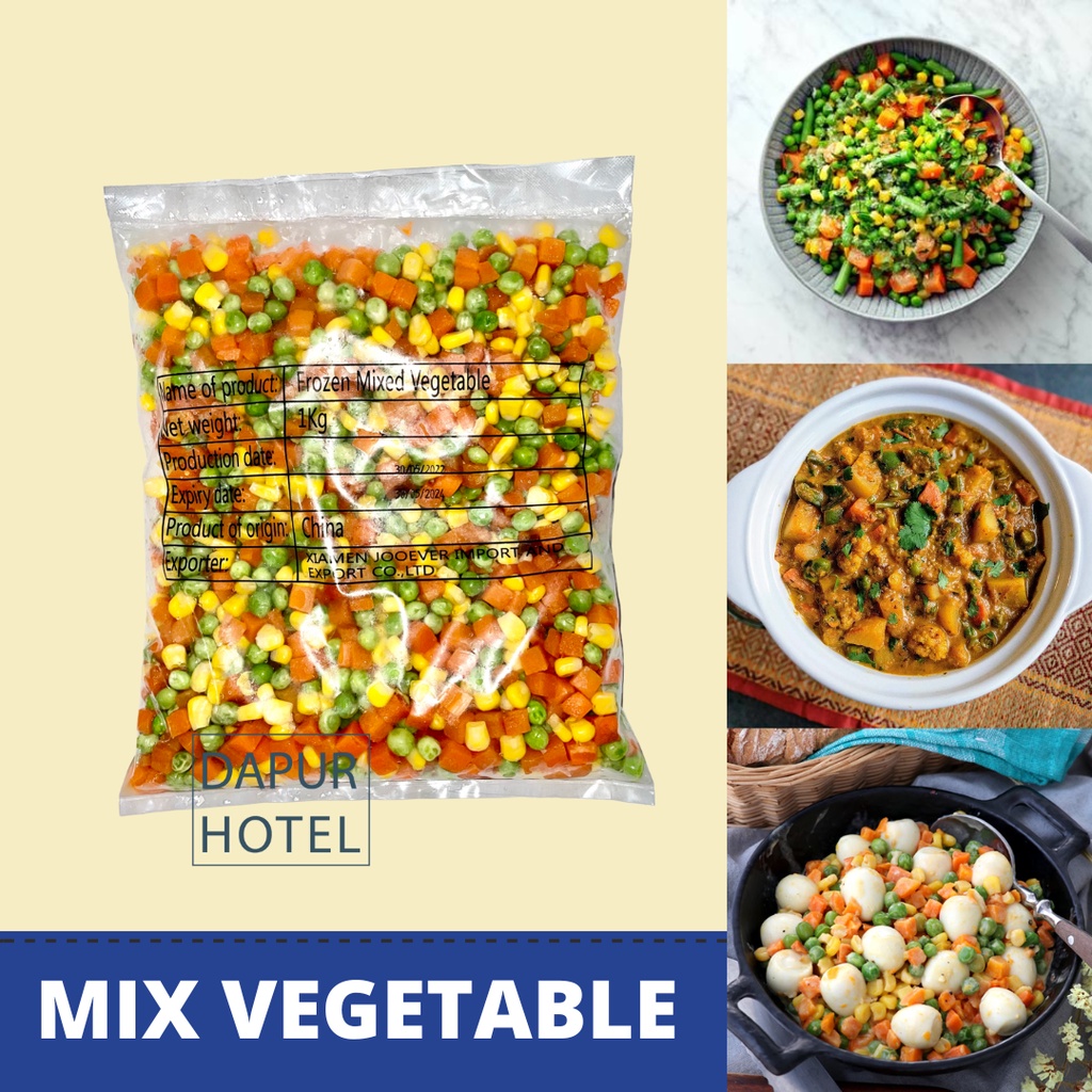 Jual MIXED VEGETABLE 1 kg | VEGETABLES 1kg (CORN, CARROT, GREEN BEANS ...