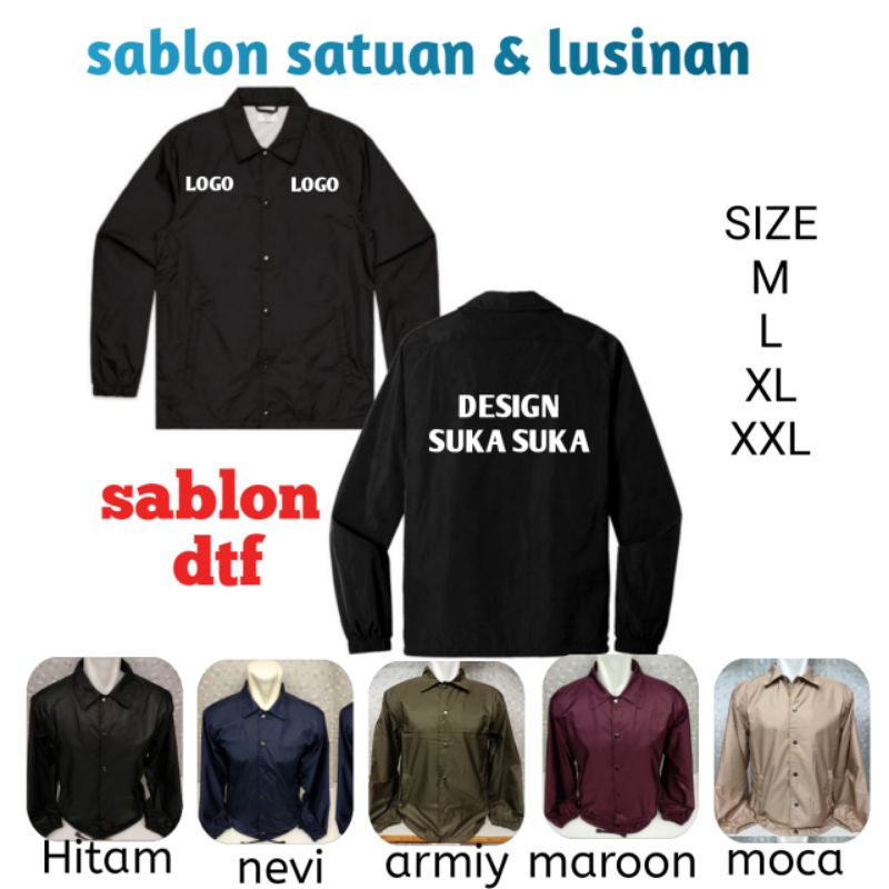 Jual jaket Coach costum satuan gratis design /jaket peremium parasut ...