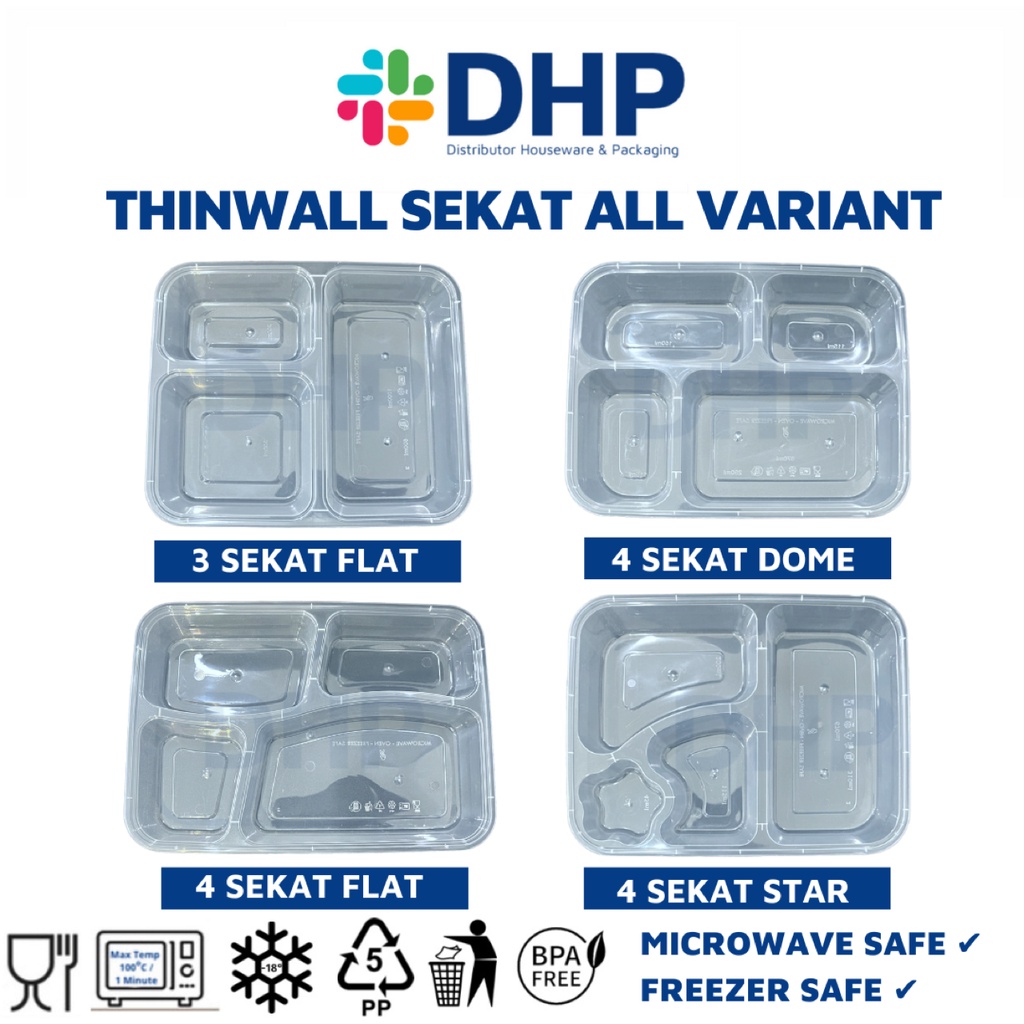 Jual Thinwall Sekat ALL VARIANT Kotak Makan Sekat Plastik Flat Dome ...
