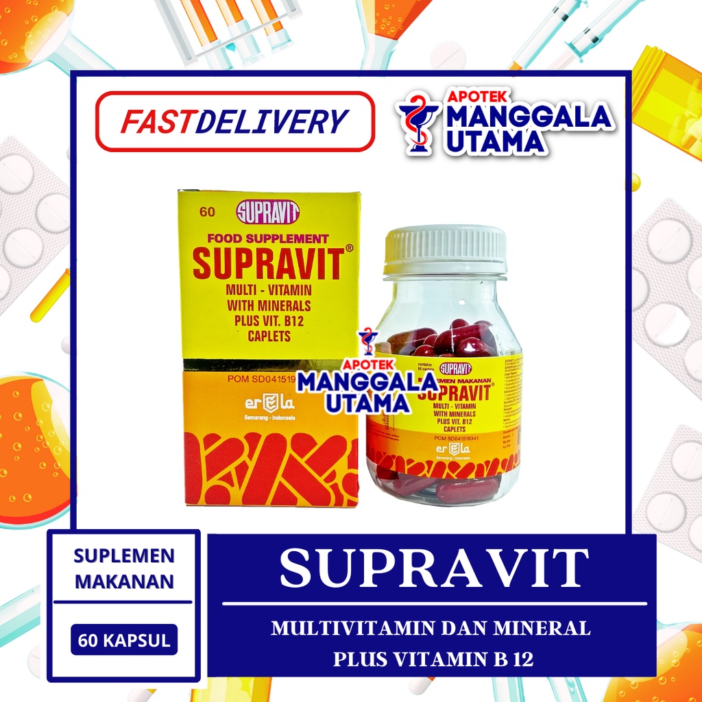 Jual SUPRAVIT SUPLEMEN MAKANAN PER BOTOL @ 60 KAPSUL | Shopee Indonesia