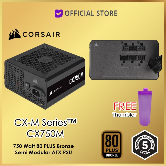 Jual CORSAIR CX750M PSU ATX POWER SUPPLY 750W 750 WATT CXM CX750 M CX 750M ORIGINAL | Shopee ...