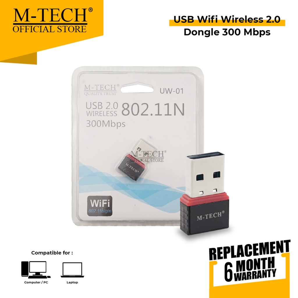 Jual M-TECH ORIGINAL USB WiFi 802.11n/G/B Adaptor 300Mbps USB Wifi Dongle Wireless | Shopee ...