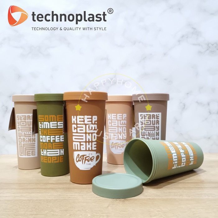 Jual TECHNOPLAST Tumbler Flat Nextcoffee 800ml |Gelas Minum Tutup Plat ...