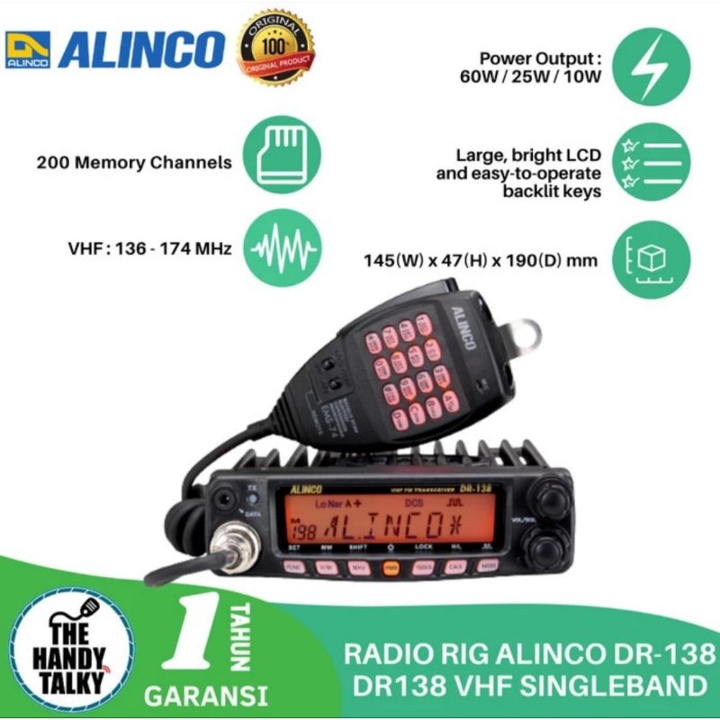 Jual RADIO RIG ALINCO DR-138 DR138 VHF NEW ORIGINAL GARANSI RESMI POSTEL | Shopee Indonesia