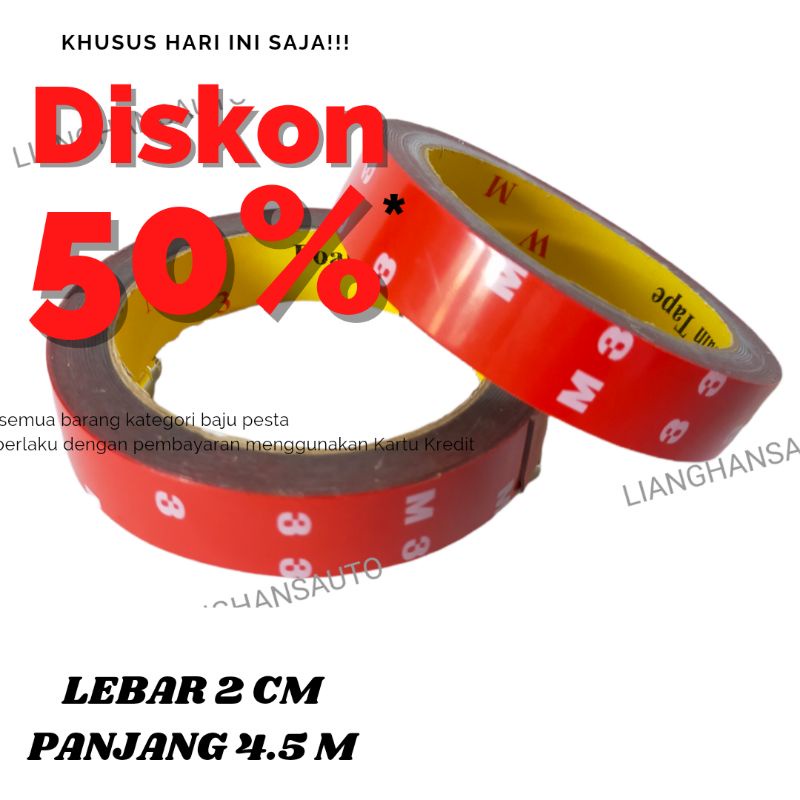 Jual DOBLE TAPE 3M MERAH FOAM PE LEM BOLAK BALIK 20MM X 4,5 METER | Shopee Indonesia