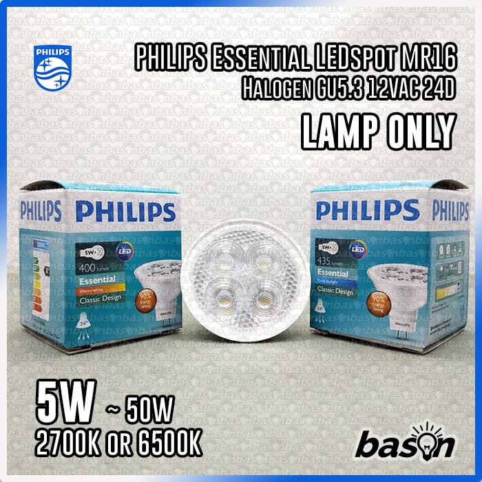 Jual Philips Essential LED 5W MR16 24D 12V | HALOGEN LED | 2700K atau 6500K | Shopee Indonesia
