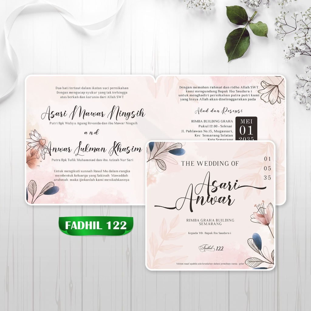 Jual Blangko Undangan Nikah Fadhil 122 atau Kertas Undangan Pernikahan ...
