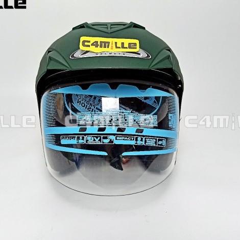 Jual HELM DUKE SOLID HIJAU ARMY DOFF DOUBLE VISOR HALF FACE MURAH SNI ...