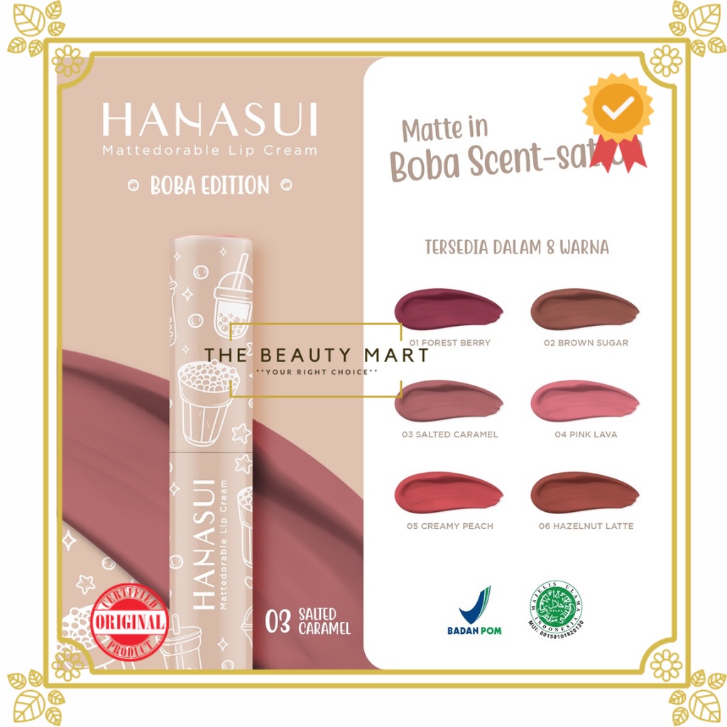 Jual Hanasui Mattedorable Lip Cream Boba Edition 6 Colors | Shopee ...