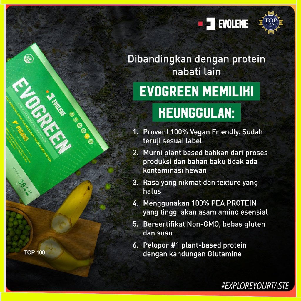 Jual EVOLENE EVOGREEN 1 Box Isi 12 Sachet 384 Gram VEGAN PROTEIN Plant ...