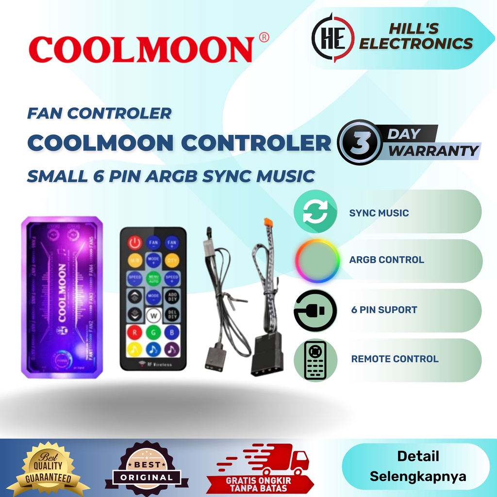 Jual Coolmoon Controller Small 6 Pin ARGB Sync Music | Shopee Indonesia