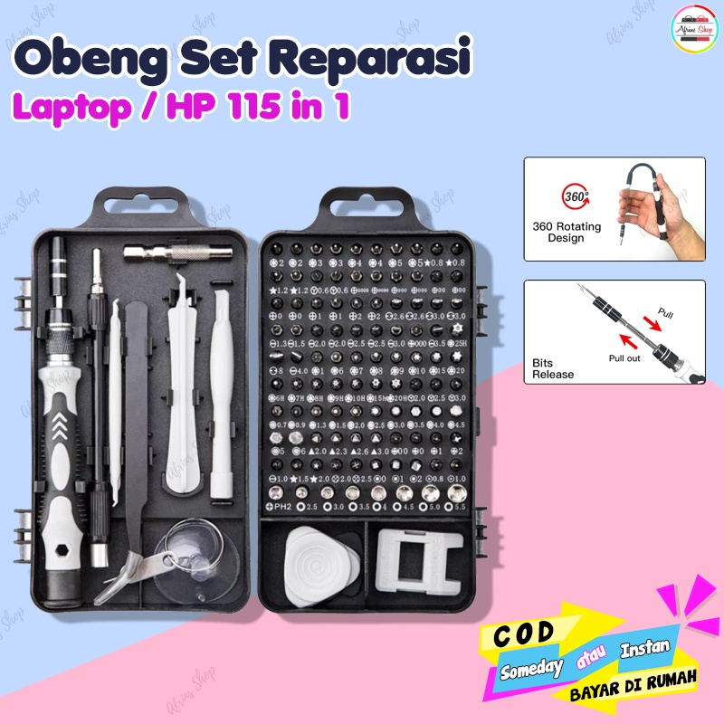 Jual Obeng Set Reparasi Smartphone Laptop 115 in 1 Screwdriver | Shopee Indonesia