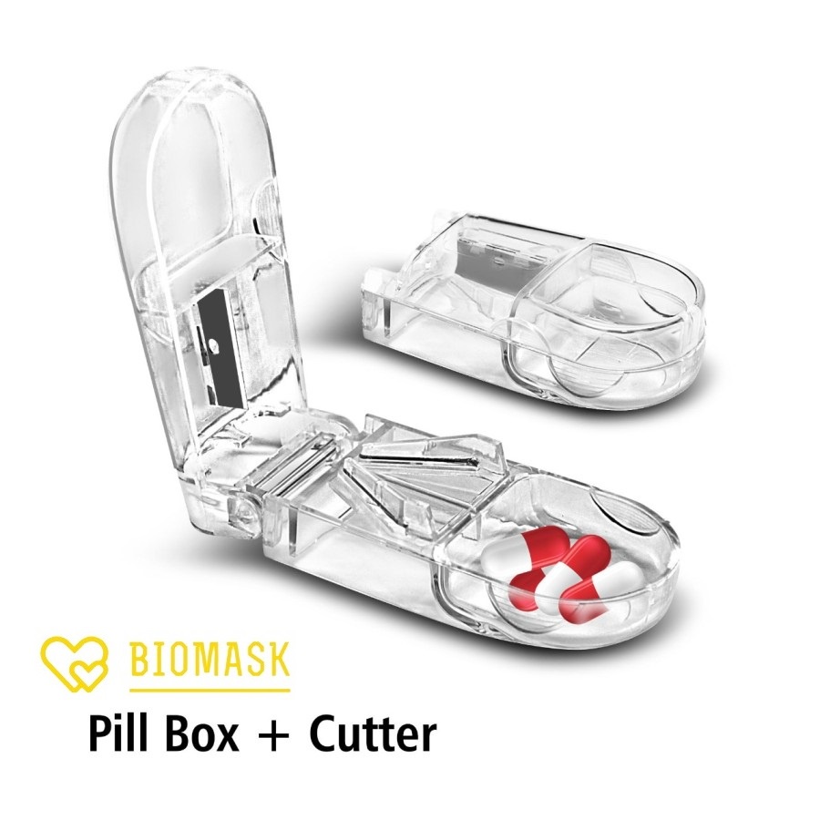 Jual BIOMASK - Pill Box Kotak Tempat Penyimpanan Obat + Pill Cutter ...