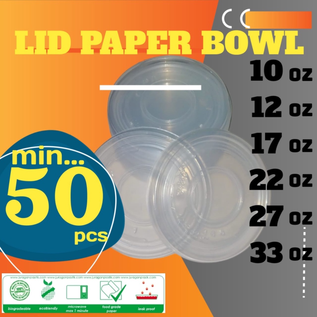 Jual Lid Tutup Paper Bowl Papper Peper Mangkok Mangkuk Wadah Tempat Cup ...