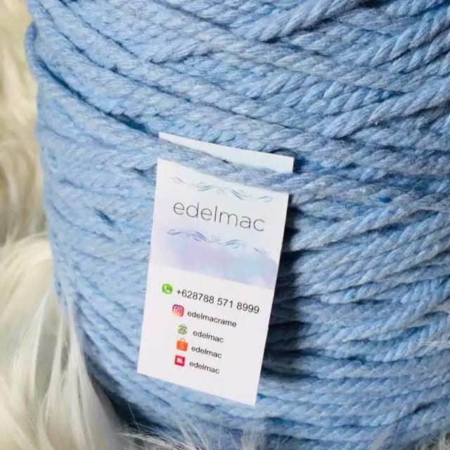 Jual Ecer 20m Tali Benang Katun Macrame 4mm Twist Biru | Blue | Shopee ...