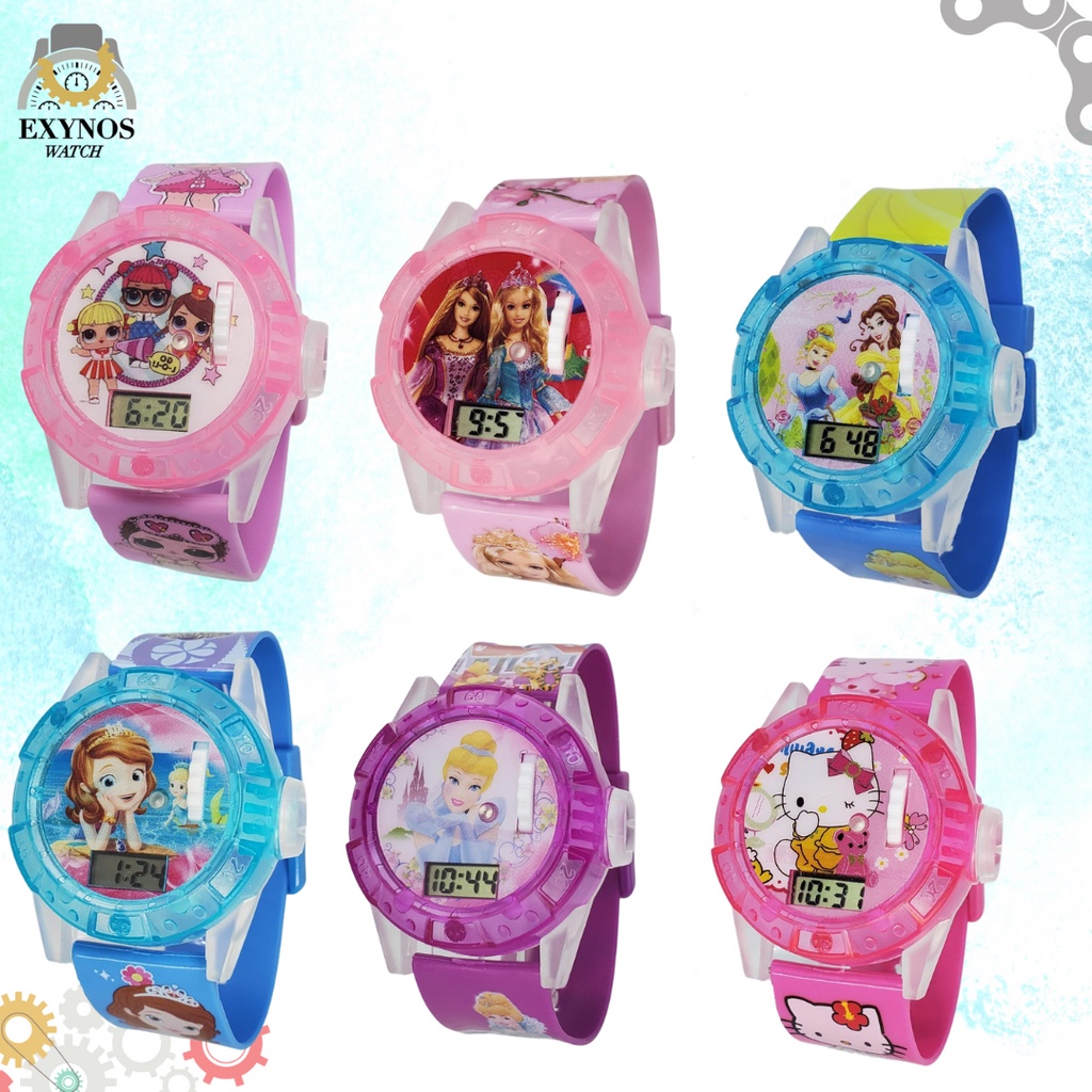 Jual JAM TANGAN ANAK DIGITAL LASER KARAKTER KARTUN CEWEK / PEREMPUAN ...