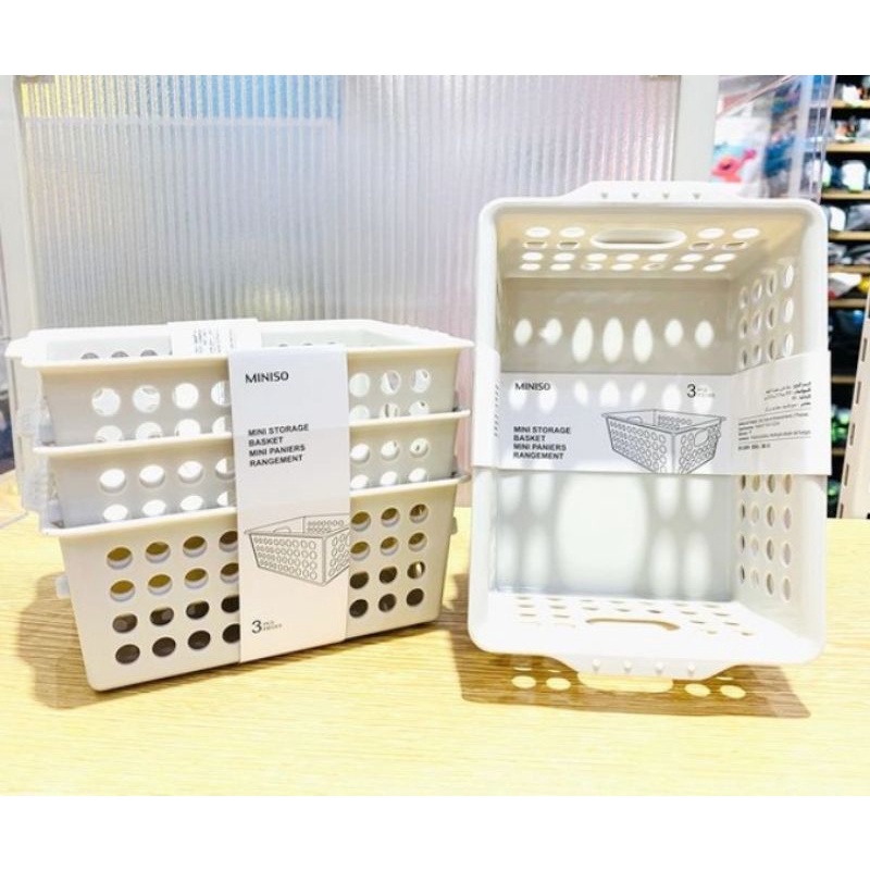 Jual MINISO MINI STORAGE BASKET / KERANJANG ISI 3 PCS | Shopee Indonesia