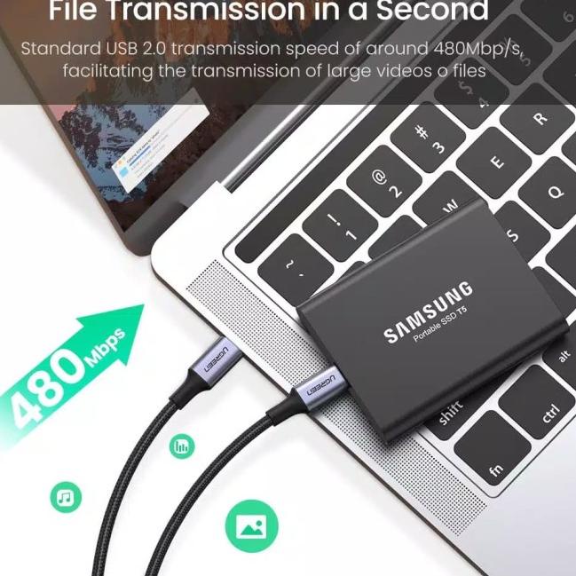 Jual Ugreen USB-C 20v 5A to USB-C Braided Cable 2m Black-70429 - 1Meter ...