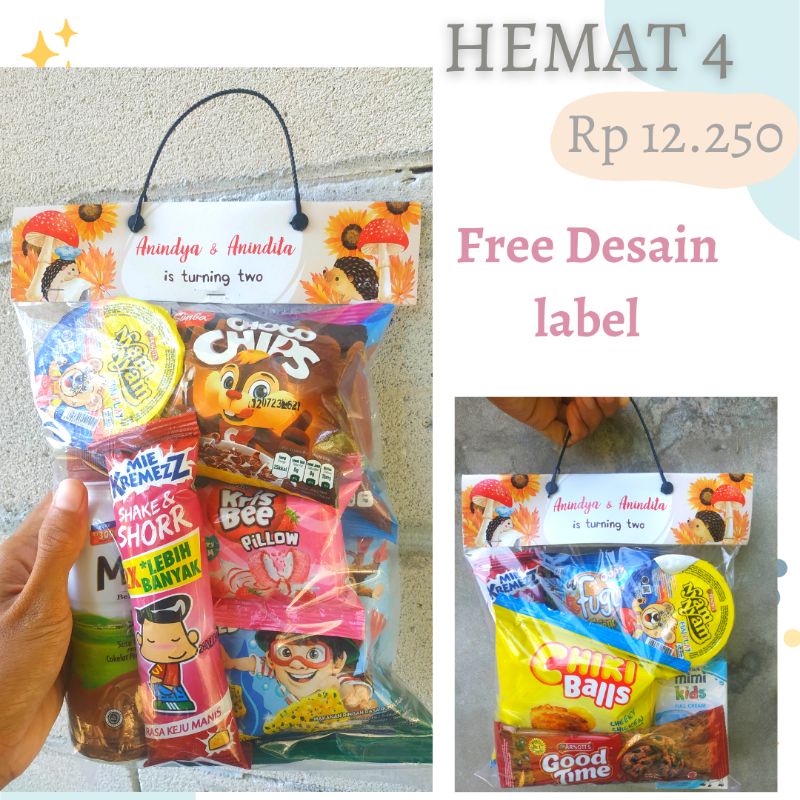 Jual Bingkisan Paket Snack Ulang Tahun Anak Costum Label Hemat 4 | Shopee Indonesia