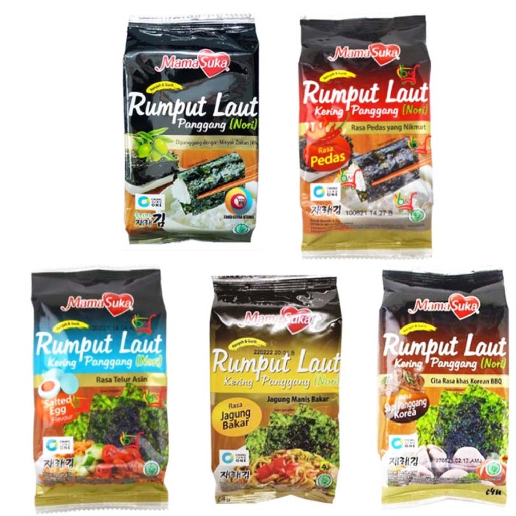 Jual Rumput Laut Panggang Nori Original Pedas 9G 1 Pak Isi 2 Bungkus ...