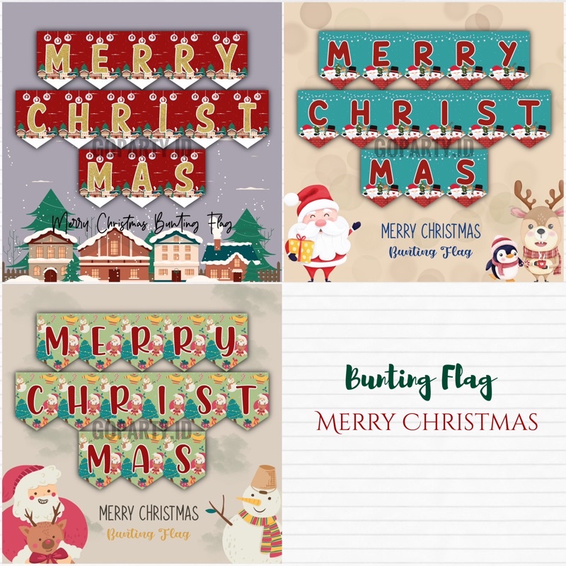 Jual Bunting Flag Bendera Karakter Merry Christmas Natal Lucu Unik ...