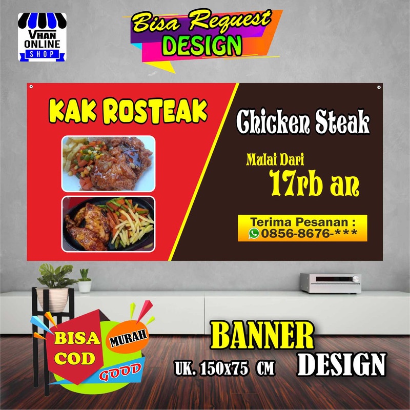 Jual Spanduk Banner Chicken Steak Model B, Jualan Chicken, Murah Bagus ...