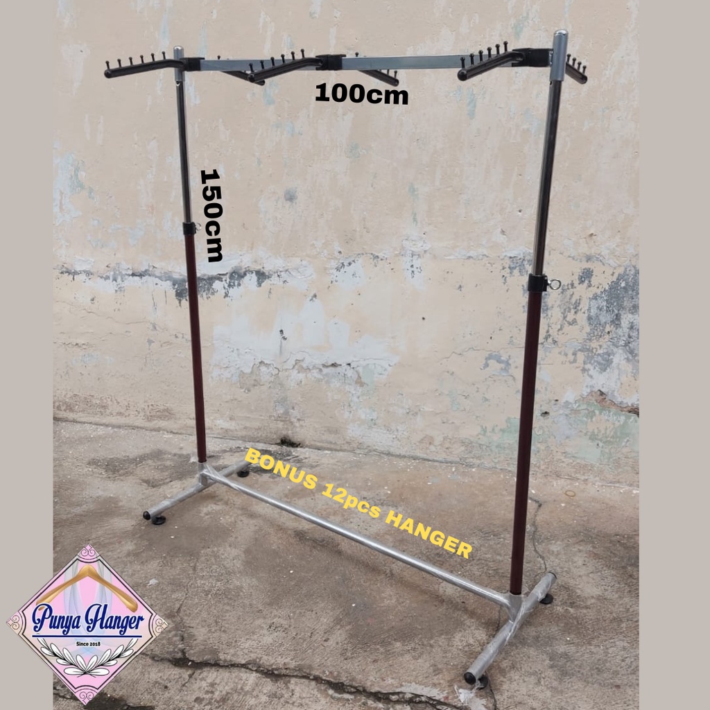 Jual BONUS HANGER 24 pcs!! Gantungan baju 150cm model gawangan 1set ...