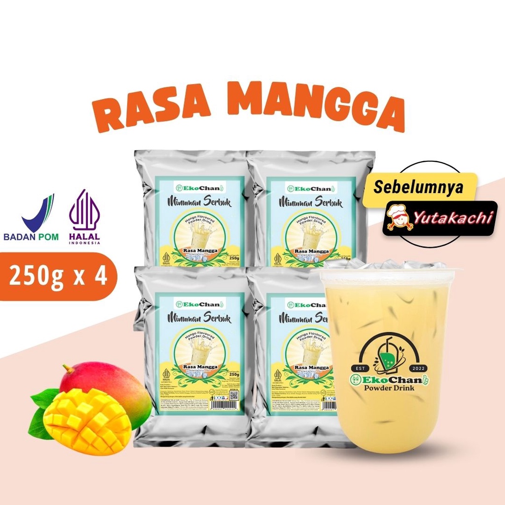 Jual Bubuk Minuman Rasa Mangga 1Kg ( 4 x @250g ) EkoChan/ Serbuk ...
